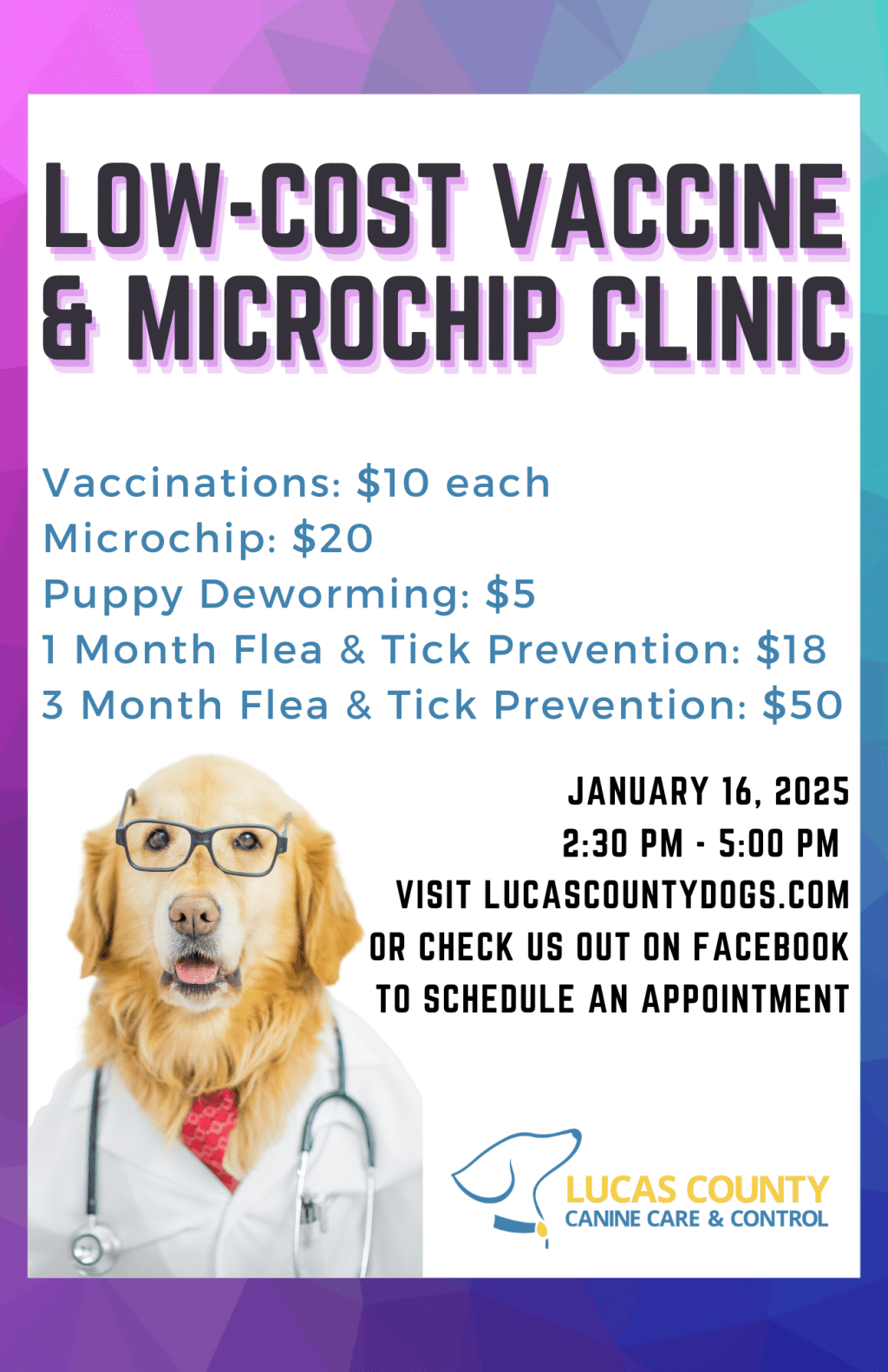 January Low-Cost Vaccination & Microchipping Clinic - Lucas County ...
