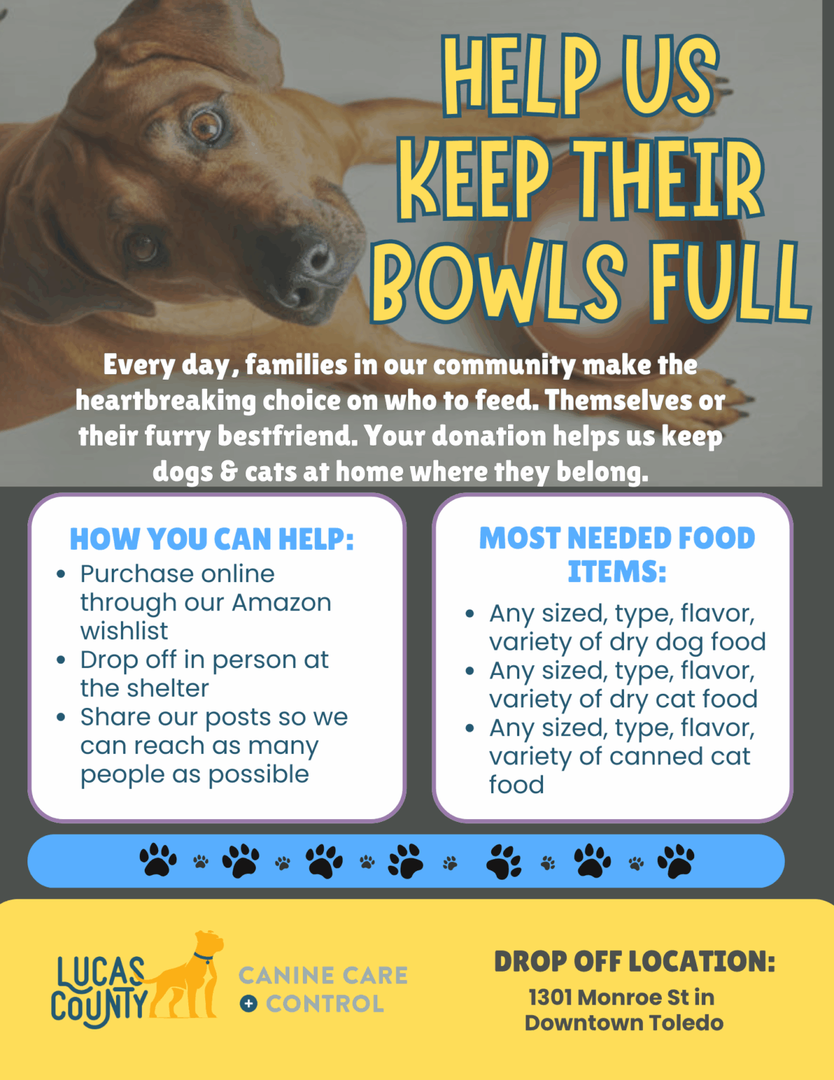 Help Us Reopen Our Community Pet Food Pantry - Lucas County Canine Care ...